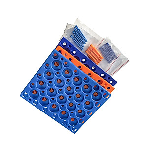 3 PCS 50 Well Centrifuge Tube Rack for 10ml/15ml/50ml Laboratory Plastic Tube Rack Holder (Deep Blue, Orange, Light Blue)