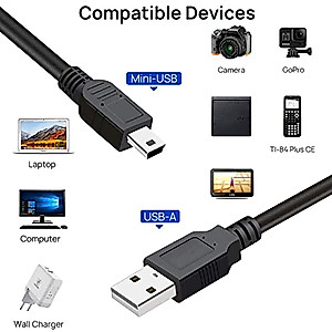 SAITECH IT 3 Pack USB 2.0 A to Mini 5 pin B Cable for External HDDS/Camera/Card Readers/MP3 Player/GPS Receiver-Black -35cm(1 feet)