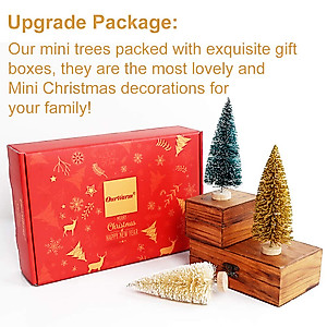 AerWo 24Pcs Mini Christmas Trees Bottle Brush Trees with Wood Base, Christmas Village Trees for Tabletop Christmas Decor Holiday Winter Decorations