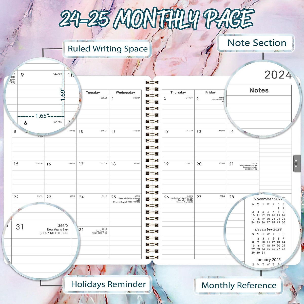 2024-2025 Planner - Academic Planner 2024-2025, Jul. 2024-Jun. 2025, 8''x10'', Planner 2024-2025 Daily Weekly and Monthly with 12 Printed Tabs
