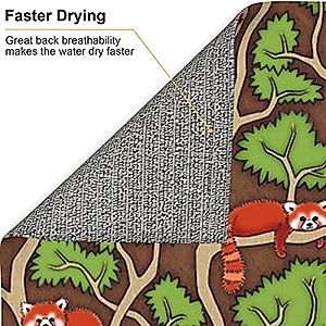 Forest Red Alkane bear Printed Drying Mat For Kitchen Ultra Absorbent Microfiber Dishes Drainer Mats Non-Slip Silicone Quick Dry Pad - 18 X 16inch