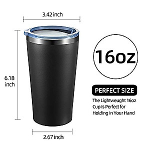 MEWAY 16oz Tumbler 2 Pack Gift in Bulk for Women,Stainless Steel Travel Coffee Mug with Lids Double Wall Insulated Coffee Cup for Home, Office, Travel Great (Black, 2)