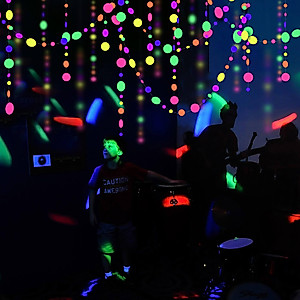 108feet UV Round Paper Garland Glow in The Dark Party Supplies neon Streamers for neon Party Decorations UV Reactive Glow in The Dark Paper Banner String Lights for Wedding Glow Party Accessories