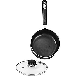 Utopia Kitchen 2 Quart Nonstick Saucepan with Glass Lid - Multipurpose Use for Home Kitchen or Restaurant (Grey-Black)