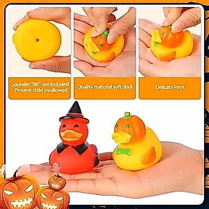 SCIONE 24 Pack Halloween Rubber Ducks Party Favors - 2 Inch Halloween Themed Decor Trick or Treat Supplies Goodie Bag Fillers Baby Showers Bath Toys for toddler Kids