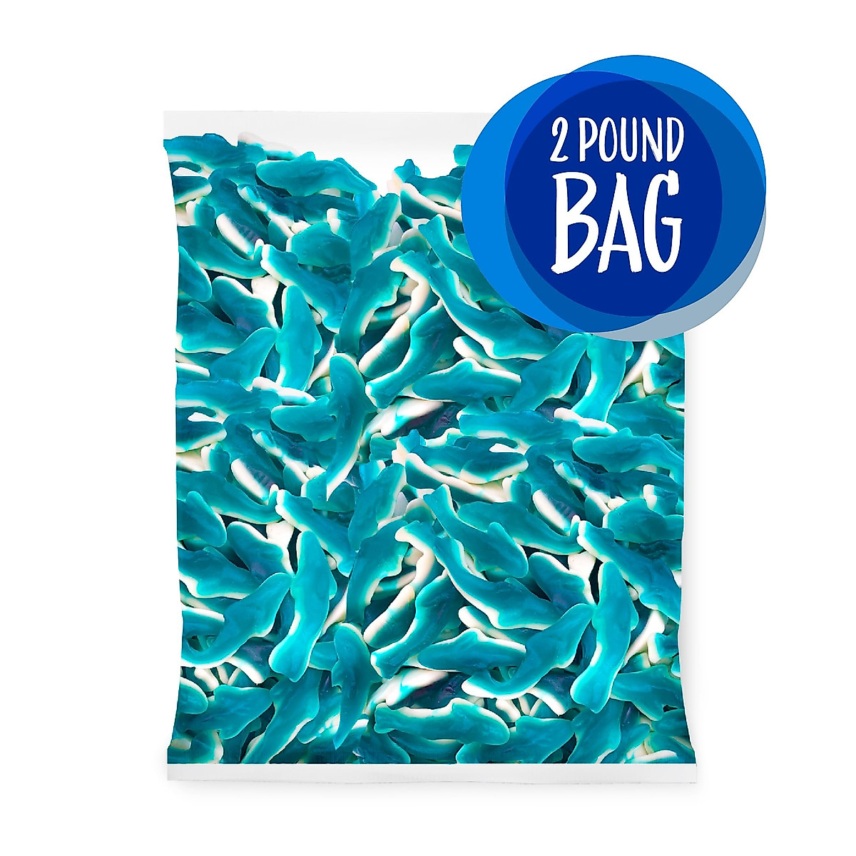 Blue Sharks Gummy Candy, Blue Raspberry Flavor, 2-Pound Bag