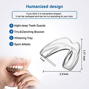 4 Pack Kids Mouth Guard for Grinding Teeth, Night Sleep Teeth Guards, Eliminates TMJ & Teeth Clenching, Stops Bruxism, Teeth Whitening Tray, Sport Athletic Mouth Guard (Kid Size only fit for Kids)