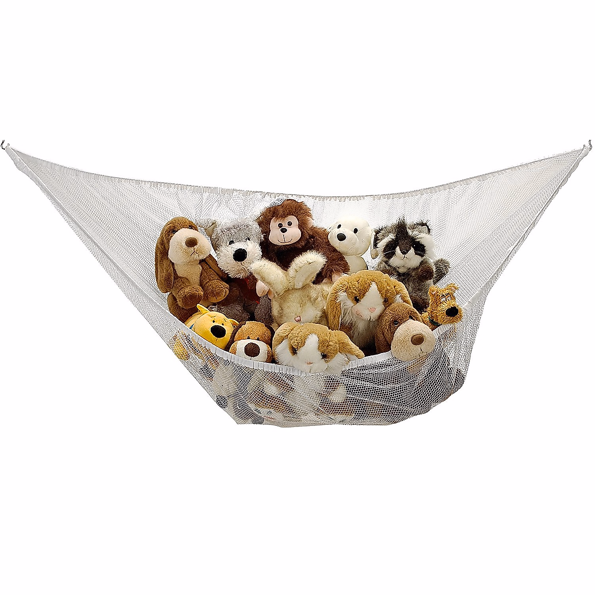 Jumbo Toy Hammock, White - Organize Stuffed Animals and Children's Toys with this Mesh Hammock. Great Decor while Neatly Organizing Kid's Toys and Stuffed Animals. Expands to 5.5 feet. (2-Pack)