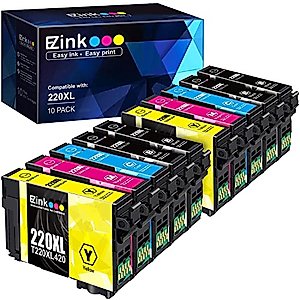 E-Z Ink (TM) Remanufactured Ink Cartridge Replacement for Epson 220 XL 220XL T220XL to use with WF-2760 WF-2750 WF-2630 WF-2650 WF-2660 XP-320 XP-420 XP-424(4 Black, 2 Cyan, 2 Magenta, 2 Yellow)10Pack