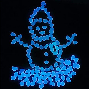 2O2OUP Glow in The Dark Garden Pebbles Stones Rocks for Yard and Walkways Decor, DIY Decorative Luminous Stones in Blue (100 PCS)