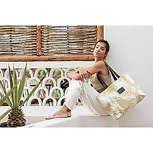 ALOHA Collection Splash-Proof Reversible Day Palms Holo Holo Tote in Sand