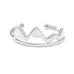 Altitude Boutique Mountain Ring, Snowy Mountain Jewelry for Women, Outdoor Enthusiast Gifts, Adjustable Size (Silver)