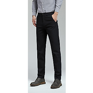 Plaid&Plain Men's Skinny Stretchy Khaki Pants Colored Pants Slim Fit Slacks Tapered Trousers 819 Black 32X32