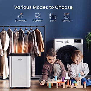 Yaufey 60 Pints Dehumidifier for Home and Basement Cover Spaces up to 5,000 Sq. Ft, Quiet Moisture Remove Intelligent Humidity Control with Drain Hose and 0.79 Gallons Water Tank