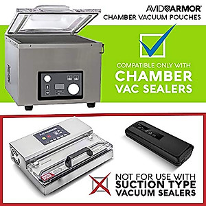 Avid Armor – Chamber Machine Pouches, Pre-Cut Chamber Vacuum Sealer Bags, Heavy Duty Seal Pouch, BPA-Free Chamber Sealer, 8 x 10 inches, Pack of 250 Vacuum Chamber Pouches