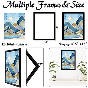 Black Poster Frame, 11x14 Picture Frame for Photo Collage Canvas Display Horizontally or Vertically with Hoops(Size 11 x 14 inches)