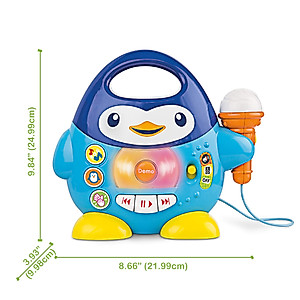 Toddler Karaoke Machine: Fun Musical Toys for Toddlers 1-3 & 3-5 | Ideal Kids Karaoke Machine for Boys | Engaging Toddler Toys 2-3 for Aspiring Little Singers (Penguin)
