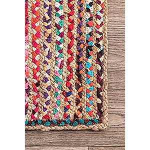 nuLOOM Aleen Bohemian Cotton/Jute Area Rug, 5' x 8' Oval, Multi