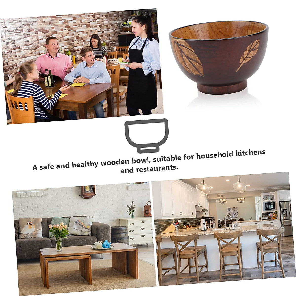 ABOOFAN 3 pcs leaves wooden bowl vegetable container pasta container rice bowls japanese Wooden Eating Bowl sushi rice bowl Wooden Salad Jujube wood Kitchen Wood Bowl Solid Wood Bowl salt