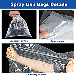 Paint Sprayer Bags 50 Pcs Disposable Clear Spray Gun Bags Sprayer Cup Canister Liners for HVLP Wagner Paint Sprayer Parts Accessories Compatible with Most Spray Guns (7.9 x 11.8 Inch)