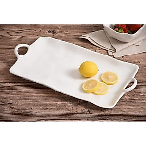 Pampa Bay Shatterproof Melamine Large Platter, 17.5 x 9.5 Inch, Food, Freezer, Dishwasher Safe, White