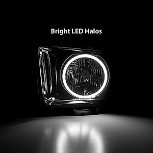 AmeriLite Smoke for 2005-2009 Ford Mustang Xtreme LED Halos Smoke Halogen Headlights Assembly Pair - Passenger and Driver Side