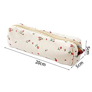MOZXIRZ 2 Pcs Cute Pencil Case/ Pouch, Pencil Bag/Case Holder Floral Pen Holder Cosmetic Makeup Bag for Women (2Pcs Soft Flower)