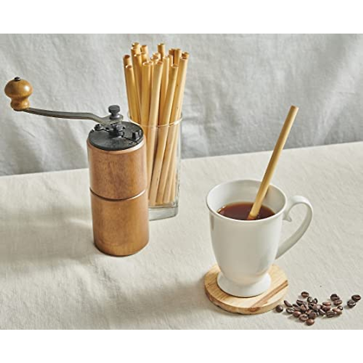 EcoAmiga Bamboo Straw, 8 Inch Reusable & Biodegradable Organic Bulk Straws – Great Ecological Alternative to Plastic Straws (Reed)