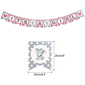 Elephant Baby Shower Decorations – It's a Girl Baby Shower in Pink and Gray Theme – Cute Elephant Party Kit – Virtual Baby Shower Decorations – Multipurpose Elephant Décor – Ready To Install