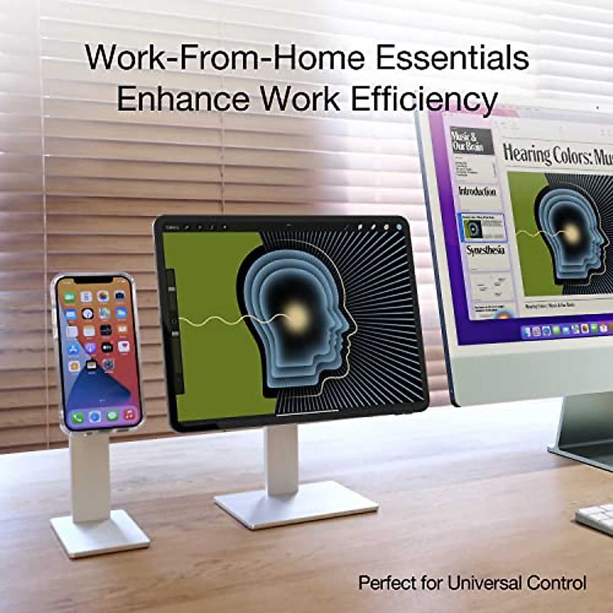 AluDisc Pro 360°-Directional Magnetic Aluminum Desk Phone Stand Tilt Swivel Rotate Angle Adjust Height 12" for All iPhone 15/14/13/12 Samsung Galaxy Note All Smartphones and Nintendo Switch (ST-520SI)