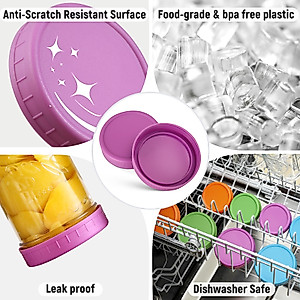 12 Pack REGULAR MOUTH Mason Jar Lids for Ball, Kerr and More - Multicolor Plastic Storage Caps for Mason Jars, Canning Jars - Leakproof, Dishwasher Safe & Food Grade