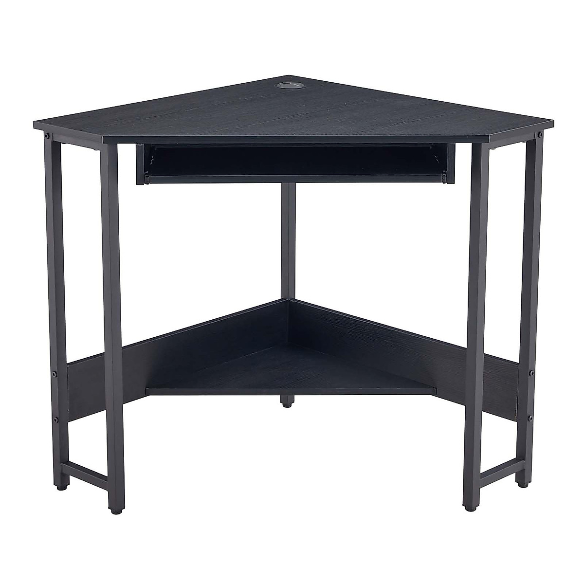 KNAMOTL Corner Desk with Smooth Keyboard Tray& Storage Shelves, Compact Home Office Table with Sturdy Steel Frame, Easy Assemble, Workstation for Small Space