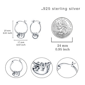Cute Sloth Hoop Earrings 925 Sterling Silver Small Animal Sloth Earrings Sloth Jewelry Gifts for Women