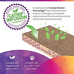 SmartyKat Scratch Ladder Angled Corrugated Cat Scratcher, Catnip Infusion Technology - Brown, One Size