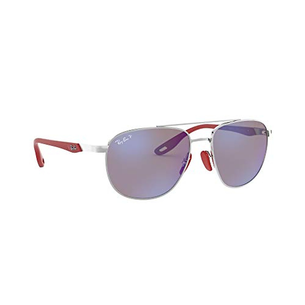 Ray-Ban RB3659M Scuderia Ferrari Collection Square Sunglasses, Silver/Chromance Polarized Grey Mirrored Blue, 57 mm