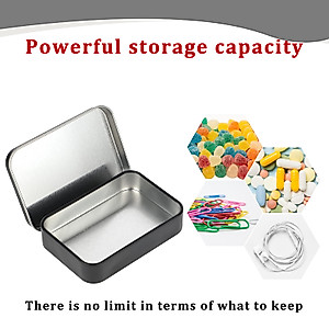 ZEYIYER Small Metal Box with Lids, 3.5" X 2.4" Portable Storage Organizer Box Small Empty Tins, Candy Tins Small Containers for Halloween Candy Key Earrings Jewelry Drawing Pin Screw(Black)
