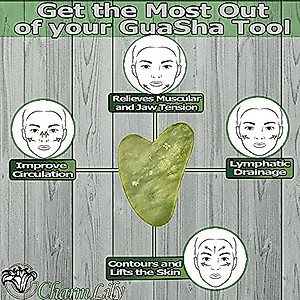 CHARMLILY Jade & Ice Roller + Gua Sha Massager Tool Set for Face & Eyes, Puffiness, Reduce Wrinkle Aging, Migraine, Pain Relief on Neck & Body, Cold Facial Original Natural Stone - 3 in 1