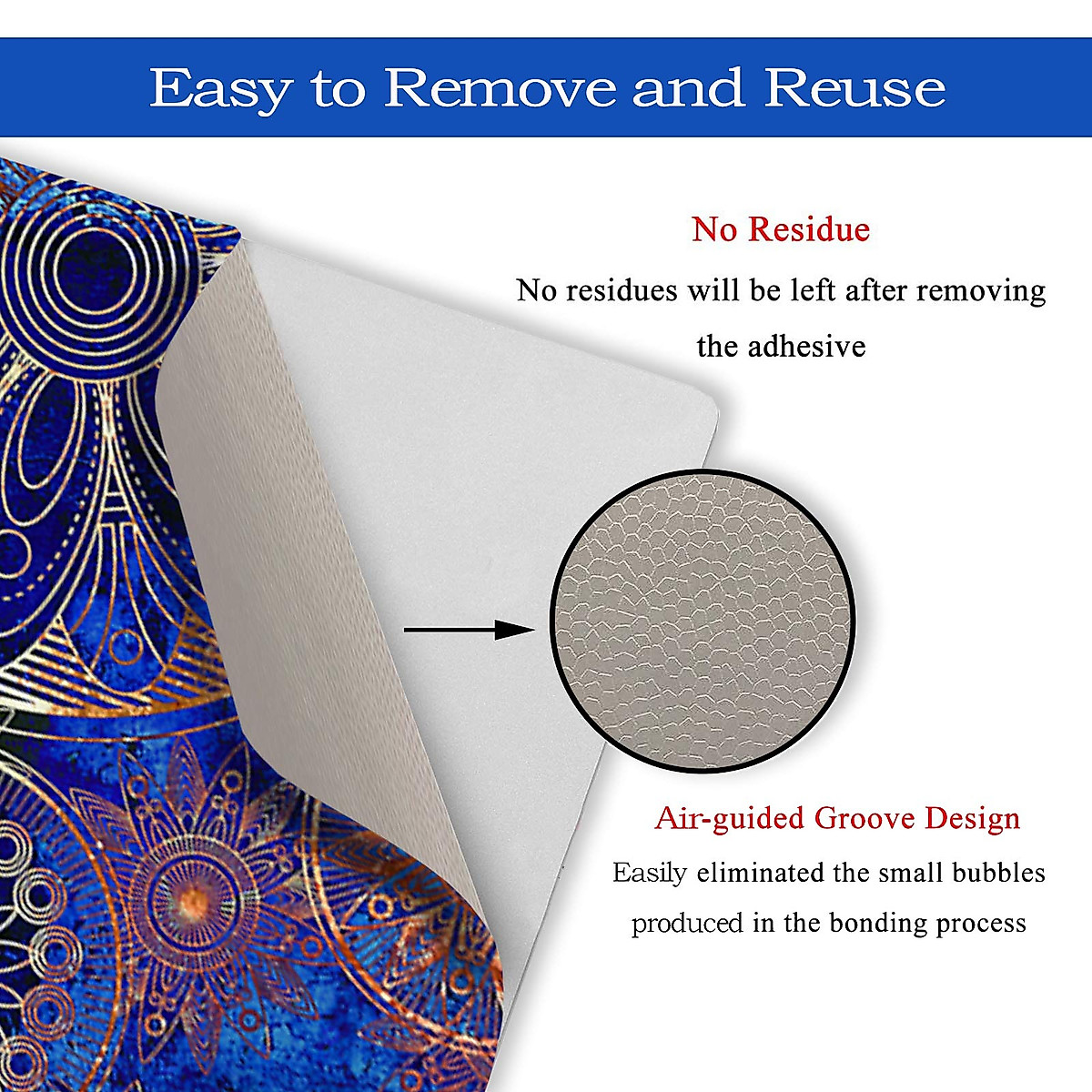 Laptop Skin Sticker Decal,12" 13" 13.3" 14" 15" 15.4" 15.6 inch Laptop Vinyl Skin Sticker Cover Art Protector Notebook PC (2 Wrist Pad Skins Included), Decorative Waterproof Removable, Blue Mandala