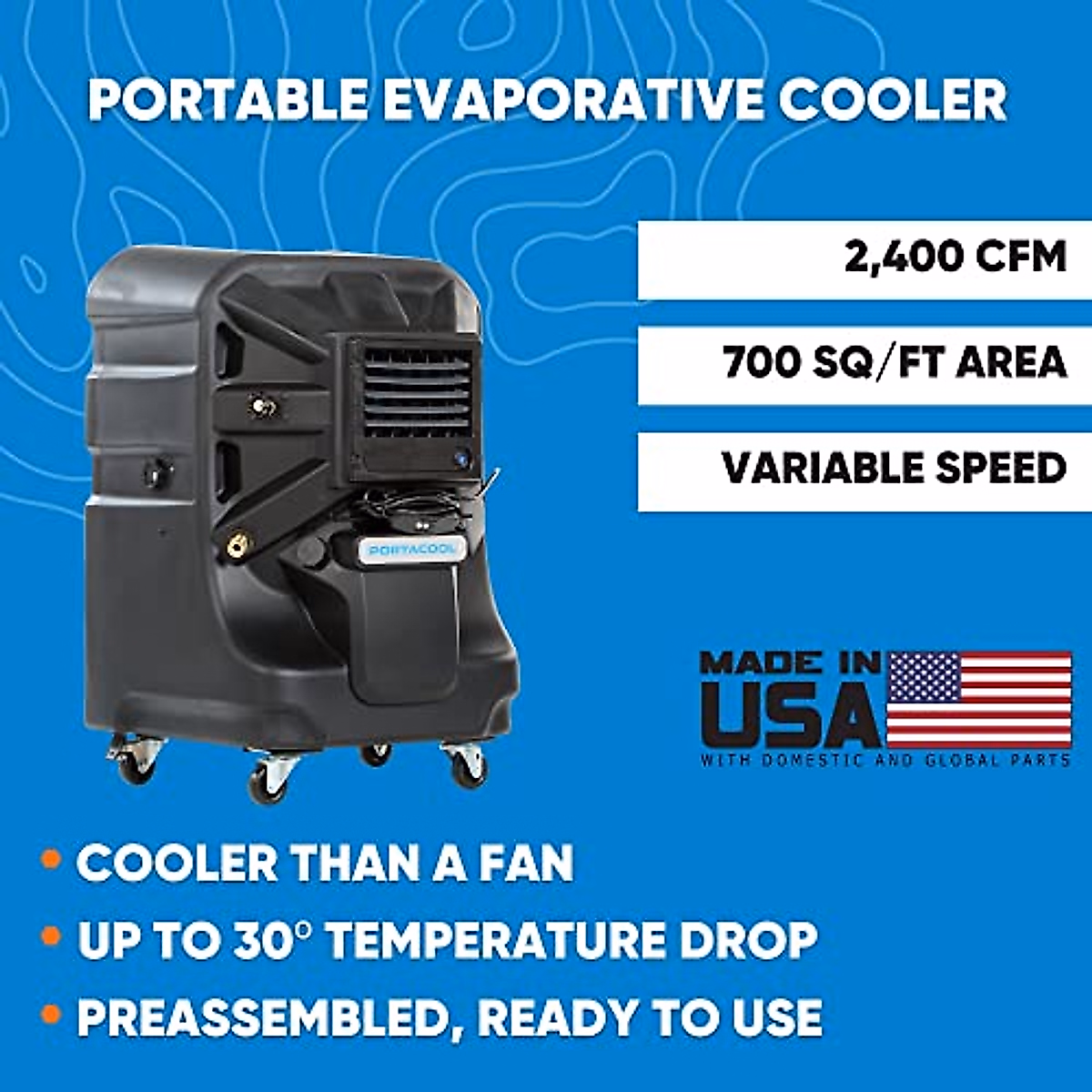 Portacool PACJS2201A1 Jetstream 220 Portable Evaporative Cooler, Black