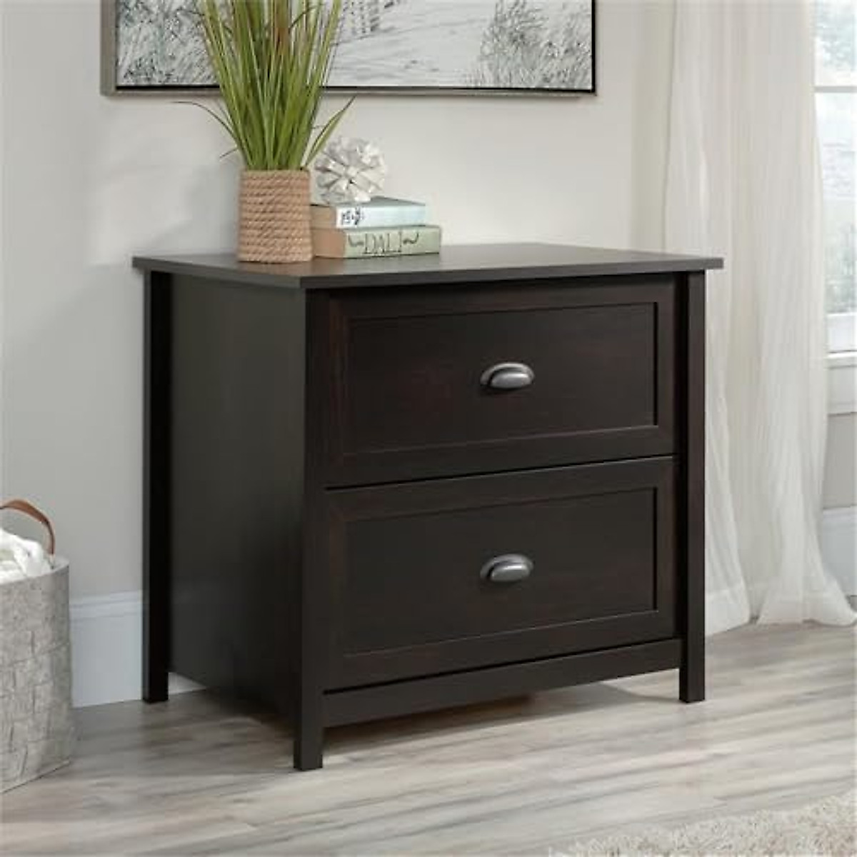 Pemberly Row Engineered Wood 2-Drawer Lateral File Cabinet in Estate Black