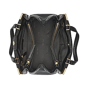 Calvin Klein Fern Triple Compartment Satchel, Black/Gold