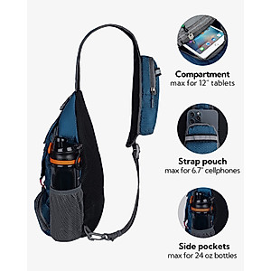 WATERFLY Packable Small Crossbody Sling Backpack Shoulder Chest Bag Daypack for Hiking Traveling Blue