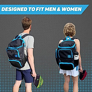 Pickleball Backpack for Men and Women - Fits 2 to 4 Paddles - Shoe Compartment, Fence Hook, Storage Pockets for 2 Water Bottles, Pickleballs, Clothing, Racquet/Paddle Storage - Pickleball Bag