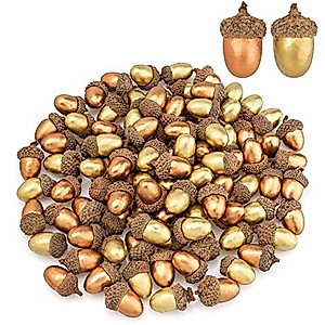 Noverlife 100PCS Golden Fake Acorns With Natural Cap, Artificial Simulation Set, Foam for Crafts, Thanksgiving Craft, Christmas Lifelike Small Ornament for Winter Decor