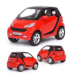 NC Red Pull Back Car Diecast Car Model Collectible Toy Scale 1/32 for Smart Fortwo
