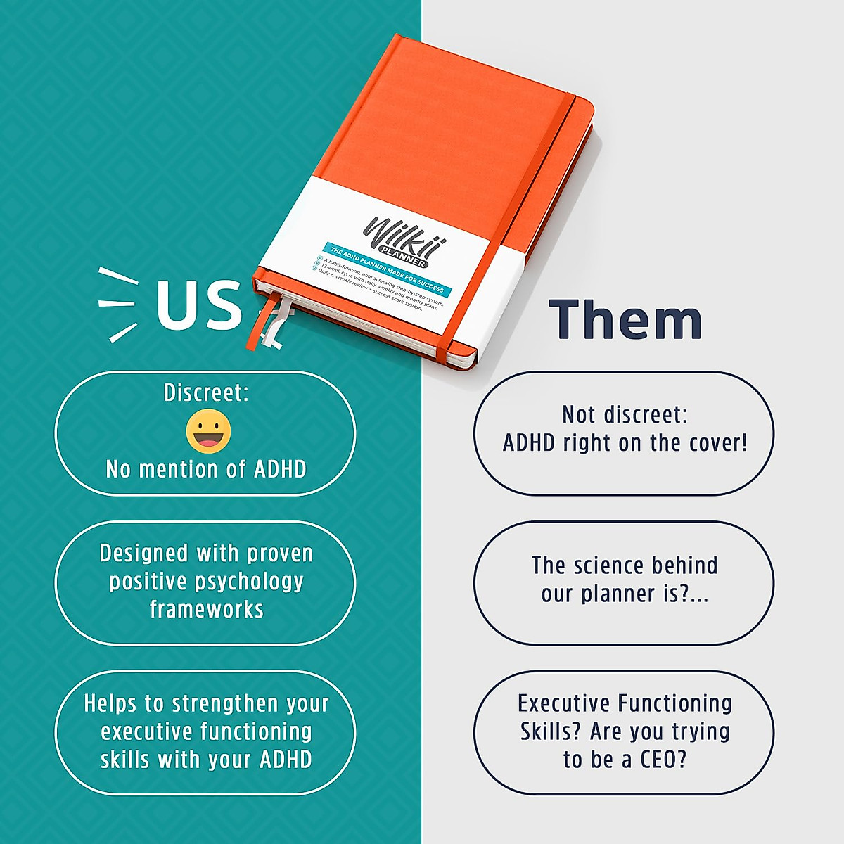 Wilkii Life Planner ADHD Planner For Adults - 90 Day, A5, Undated Weekly & Daily Planner to Increase Productivity & Achieve Goals, ADHD Organization with Mindful Exercises, Soft Touch Cloth Cover, (Red)