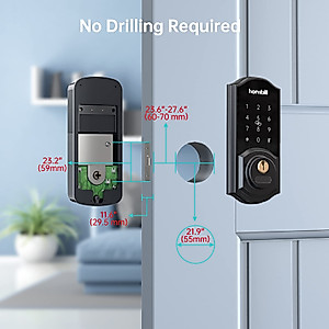WiFi Smart Door Lock,Hornbill Keyless Entry Keypad Deadbolt with Gateway Remote Control Digital Front Door Lock Bluetooth Electronic Auto Lock Touchscreen Work with Alexa Code for Home Office Airbnb