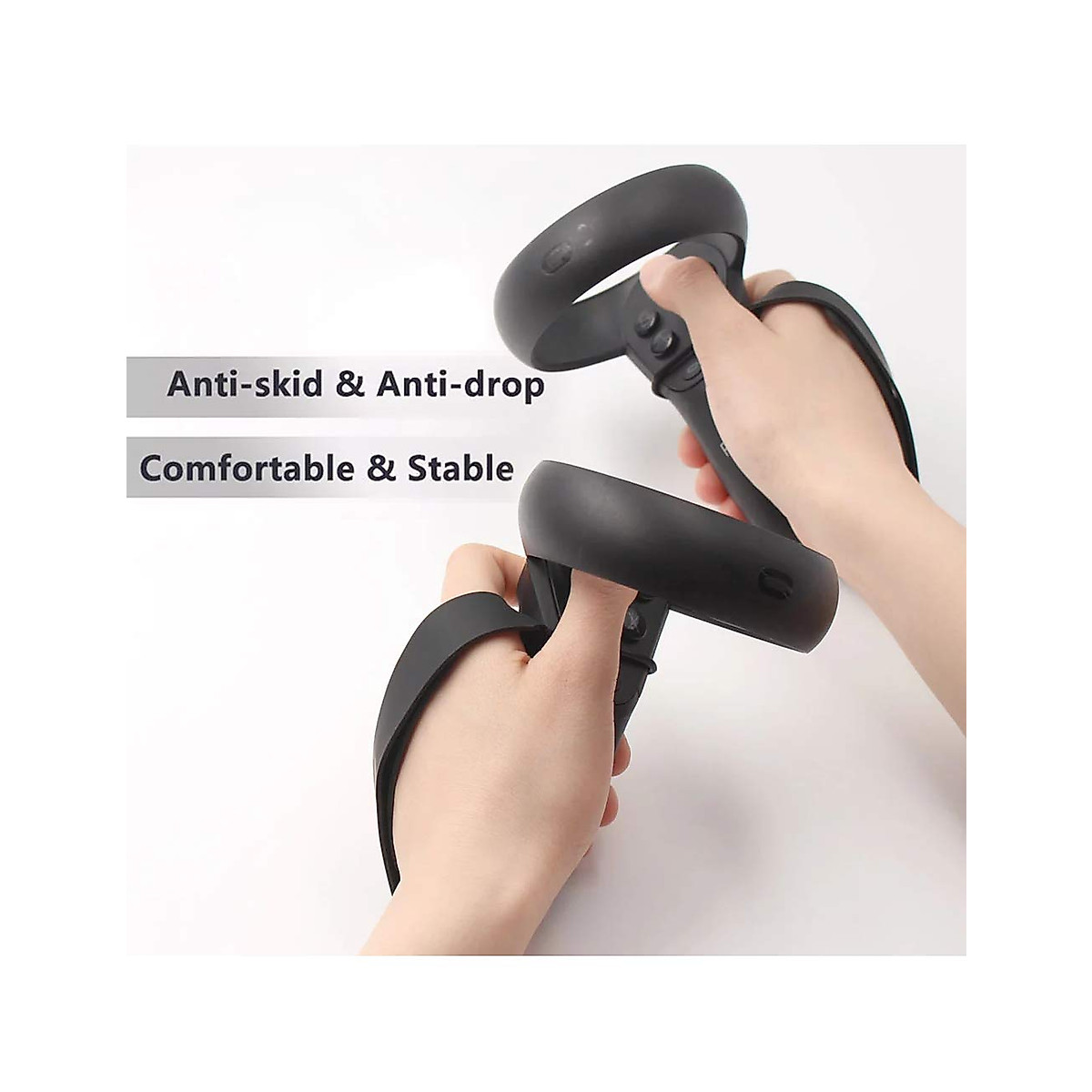 Silicone VR Touch Controller Grip Cover, Anti-fall Knuckle Strap, Sweatproof Joystick Cover for Oculus Quest/Rift S