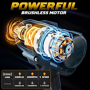 Cordless Impact Wrench 1/2 inch for DeWalt 20v Battery, Impact Wrench 900Ft-lbs(1200N.m) High Torque Brushless Electric Impact Gun, Power Impact Driver with 4-Mode Speed, LED Work Light(no battery)