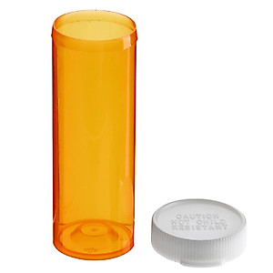 Juvale 50 Pack Empty Pill Bottles with Caps for Prescription Medication, 6-Dram Plastic Medicine Containers (Orange)